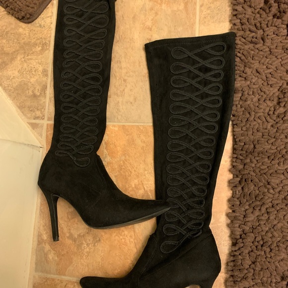 Shoes | Quips Velvet Over The Knee Boots With Detail Siding | Poshmark